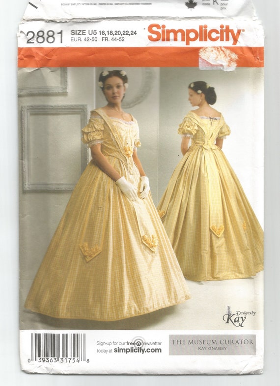 2881 Simplicity Sewing Pattern UNCUT Civil War Era Dress Size - Etsy