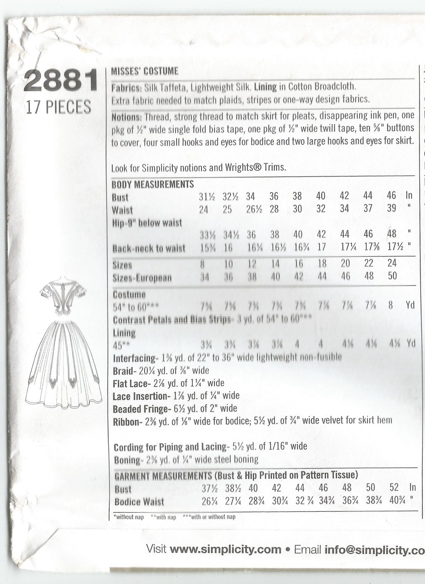 2881 Simplicity Sewing Pattern UNCUT Civil War Era Dress Size 16 18 20 ...