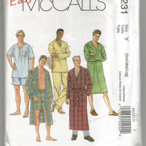 6231 Mccalls Sewing Pattern UNCUT Men Sleepwear Robe Nightshirt Top ...