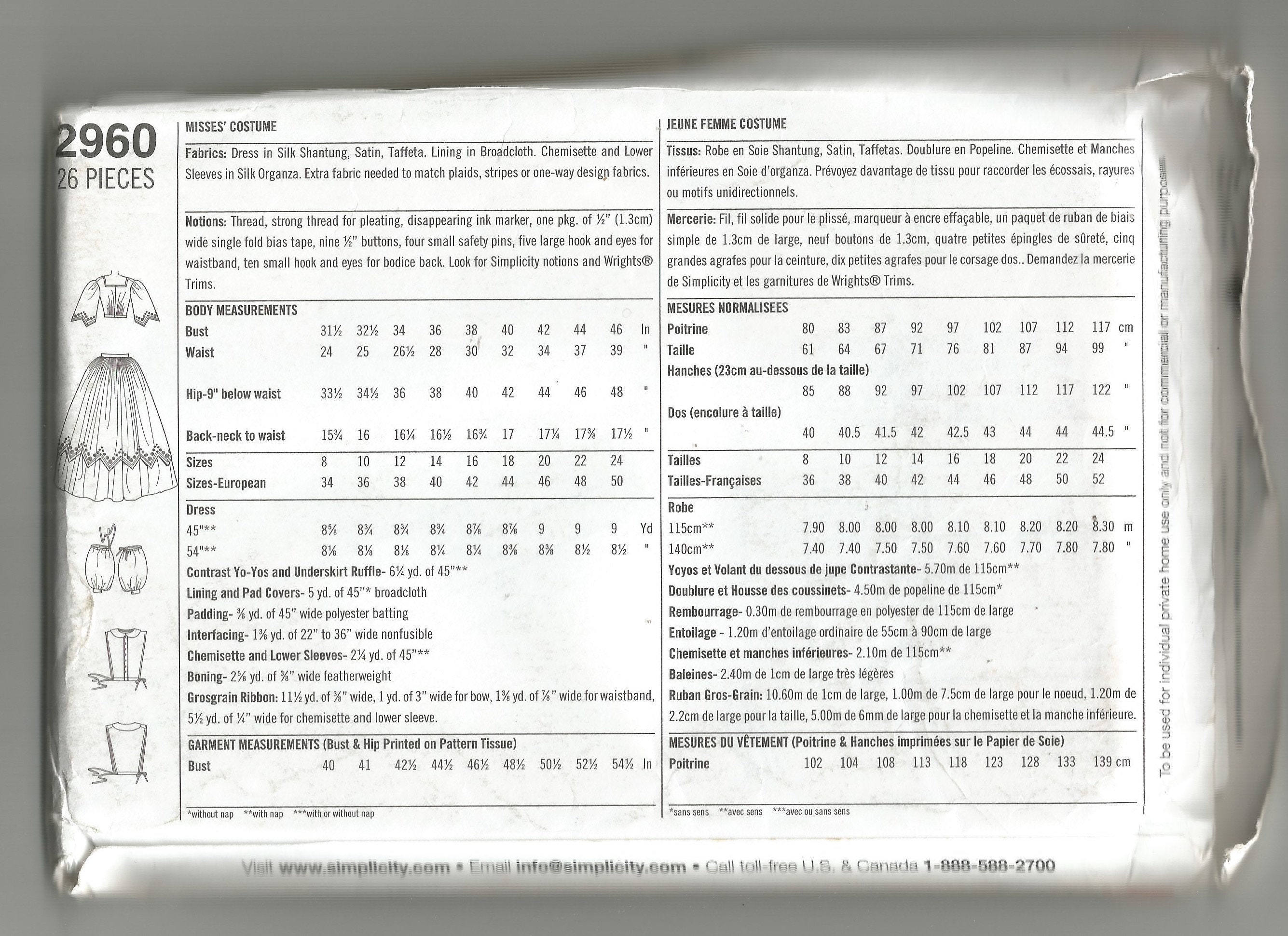 2960 Simplicity Sewing Pattern UNCUT Civil War Era Day Dress W ...