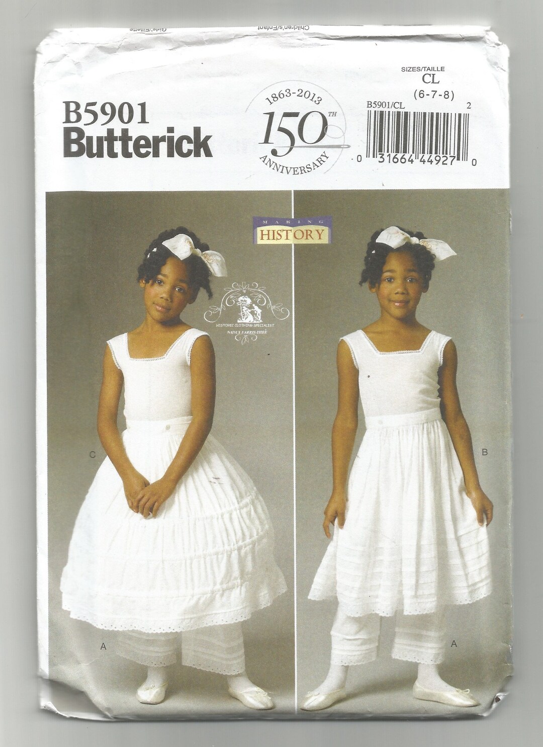 5901 Butterick Sewing Pattern UNCUT Girls Drawers Underskirt Hoop Skirt ...