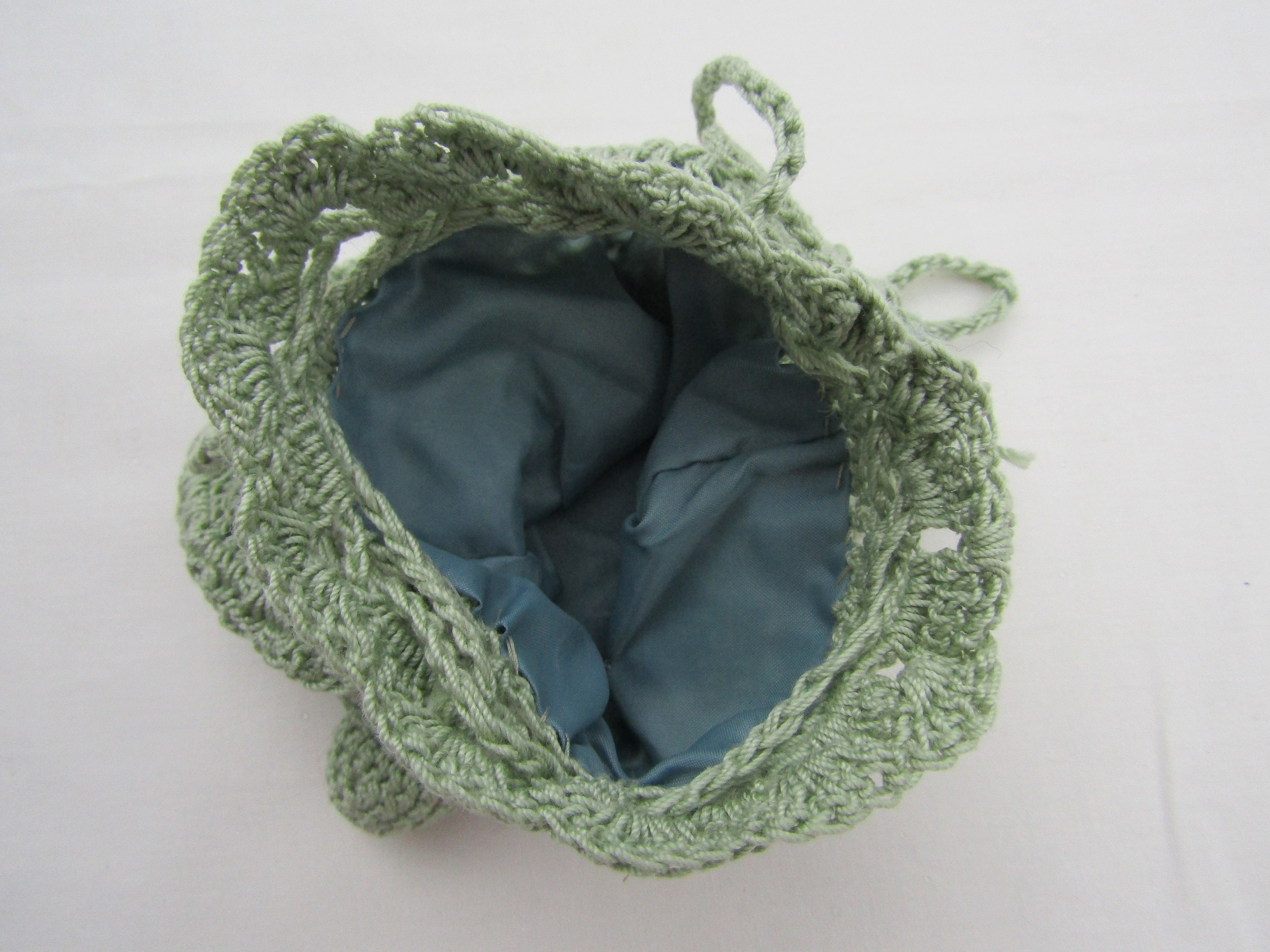 Drawstring Bag Reticule Sage Green Hand Crochet Civil War Renaissance ...