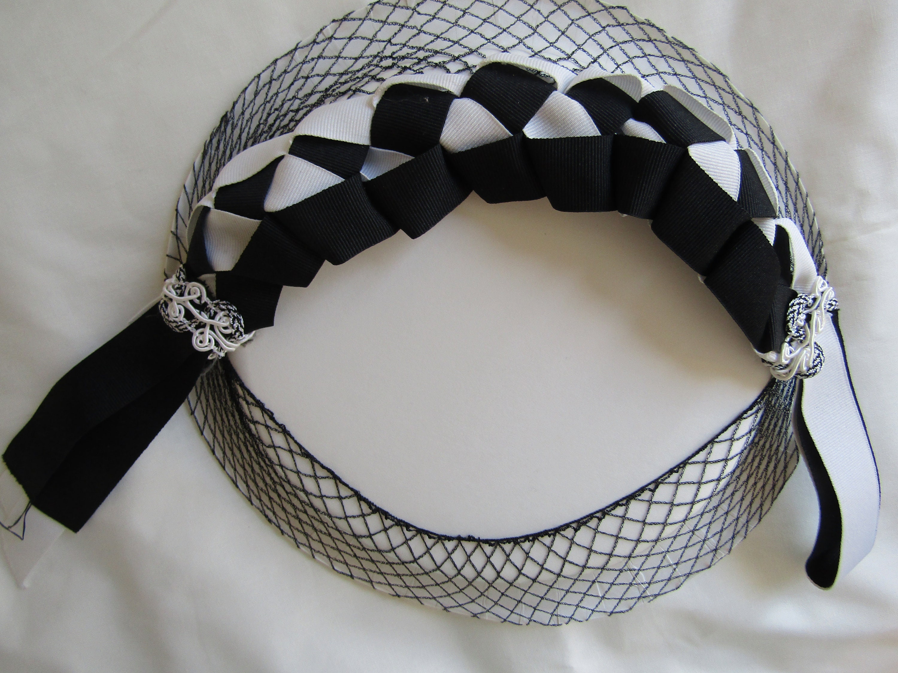 Hair Net Black White Hand Braided Ribbon Trim Decoration Civil War ...