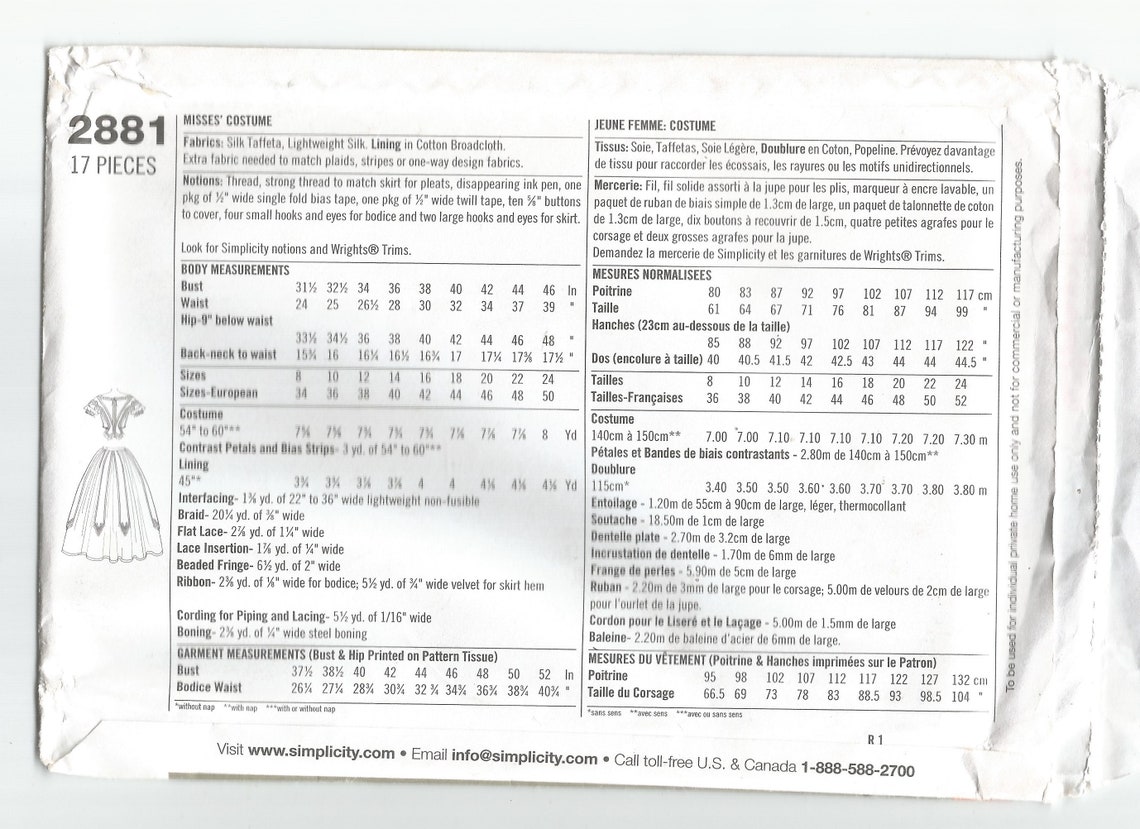 2881 Simplicity Sewing Pattern UNCUT Civil War Era Dress Size - Etsy