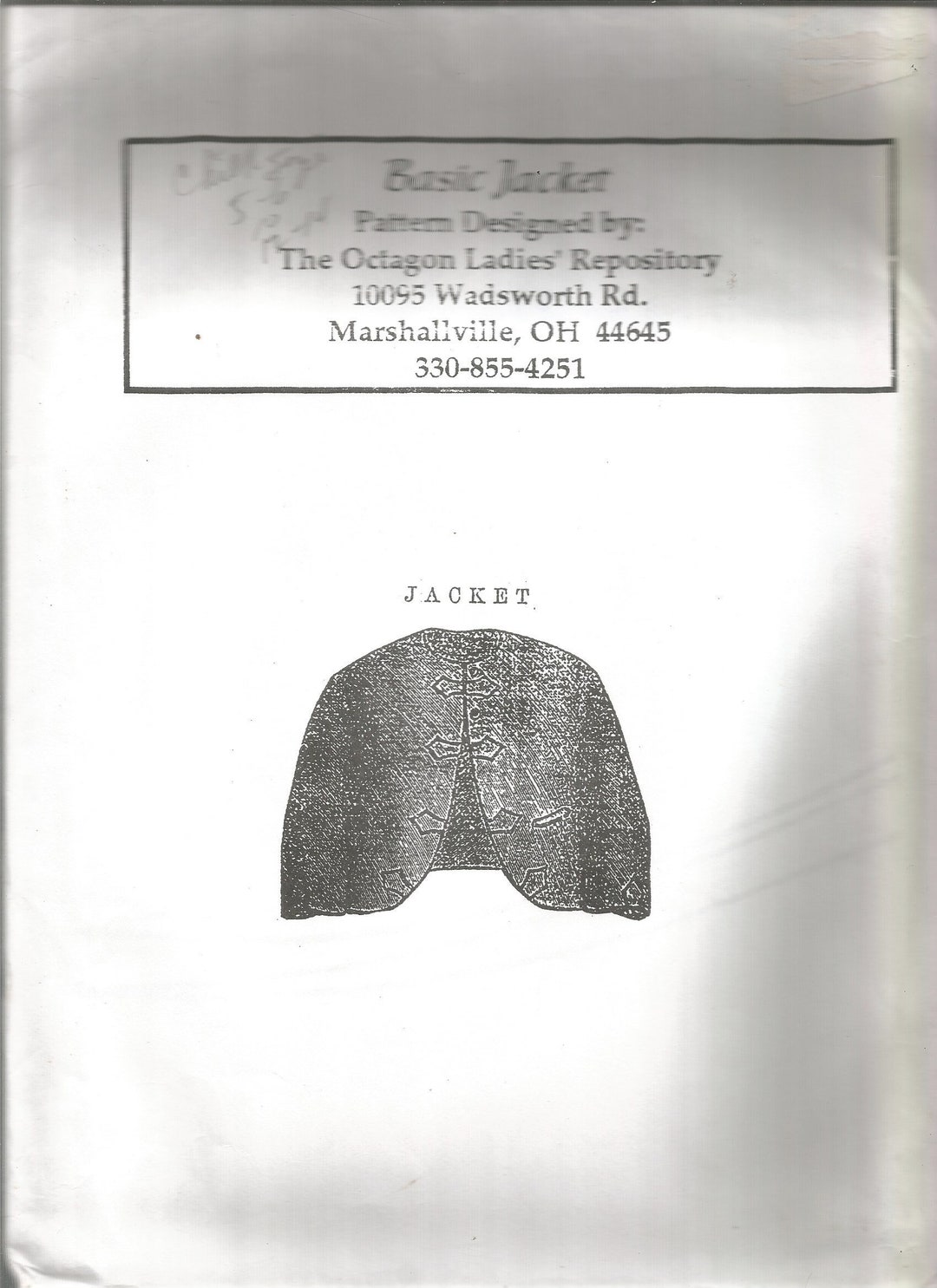 Basic Jacket Sewing Pattern Victorian Era Civil War Reenactment Octagon ...