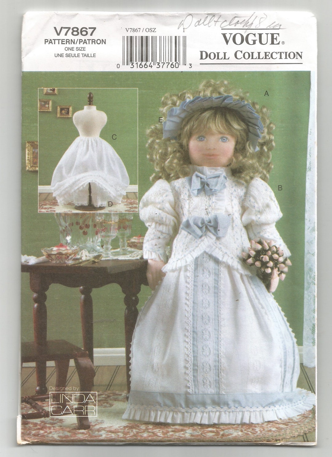 7867 Vogue Sewing Pattern UNCUT Victorian Doll 18 Inch W Dress - Etsy
