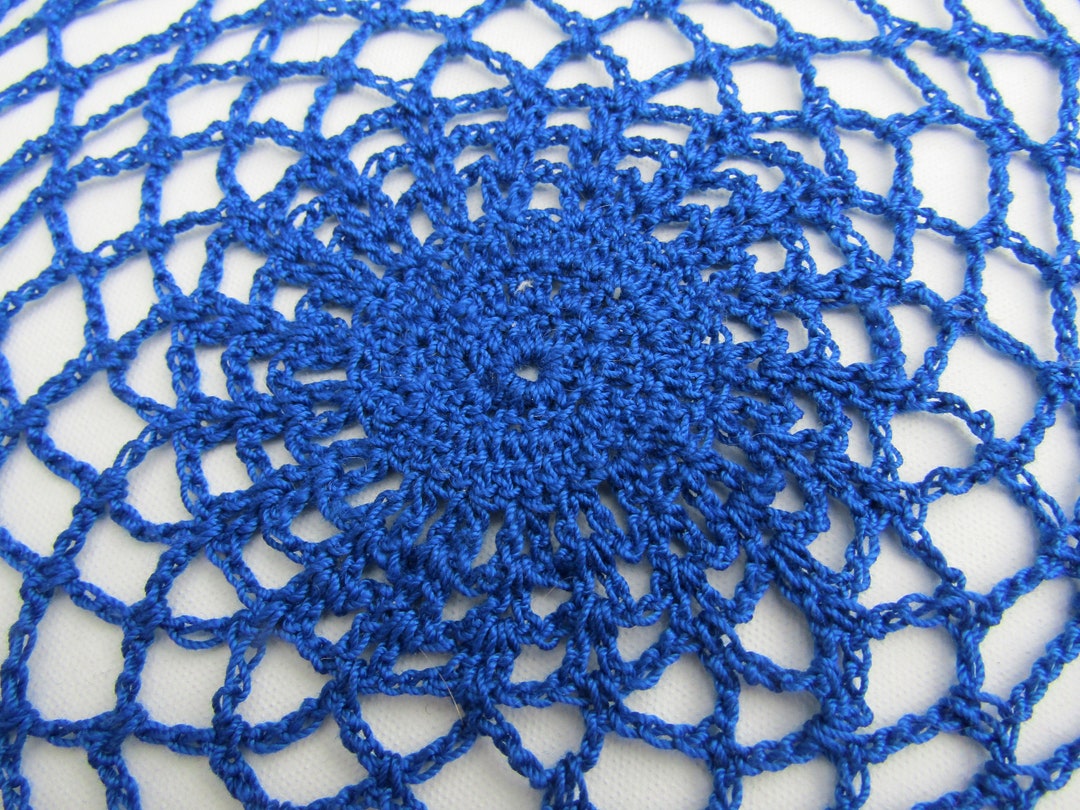 Crochet Hair Net Blue Thread Victorian Civil War Renaissance Hand Made ...