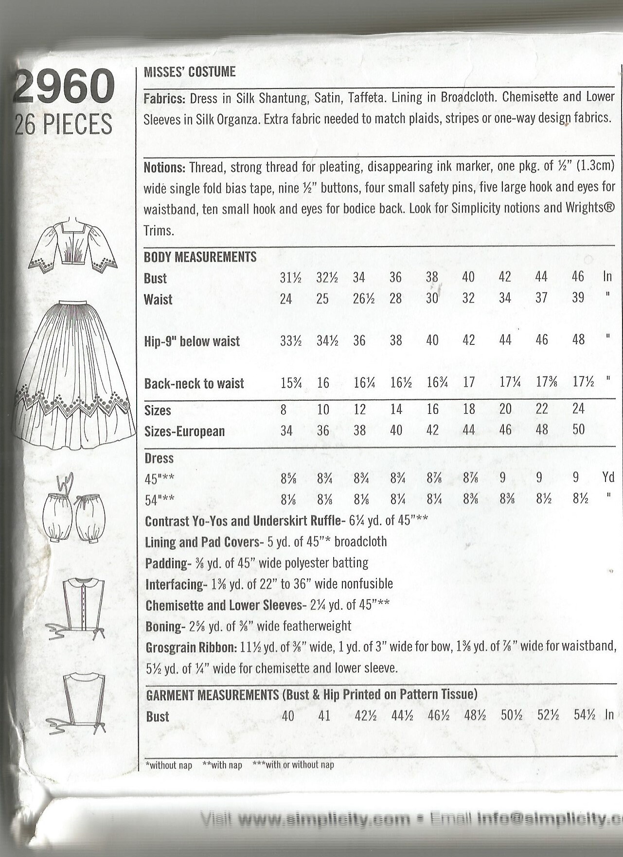 2960 Simplicity Sewing Pattern UNCUT Civil War Era Day Dress W ...