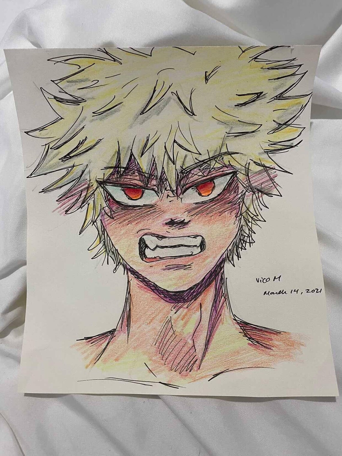 MHA Bakugou Katsuki blushing fanart | Etsy