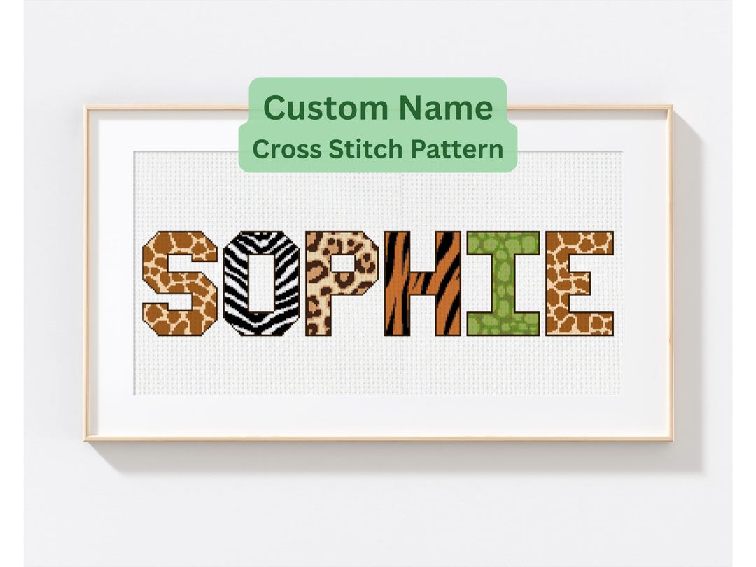 Personalized Animal Print Name Cross Stitch Pattern - Custom Wild ...