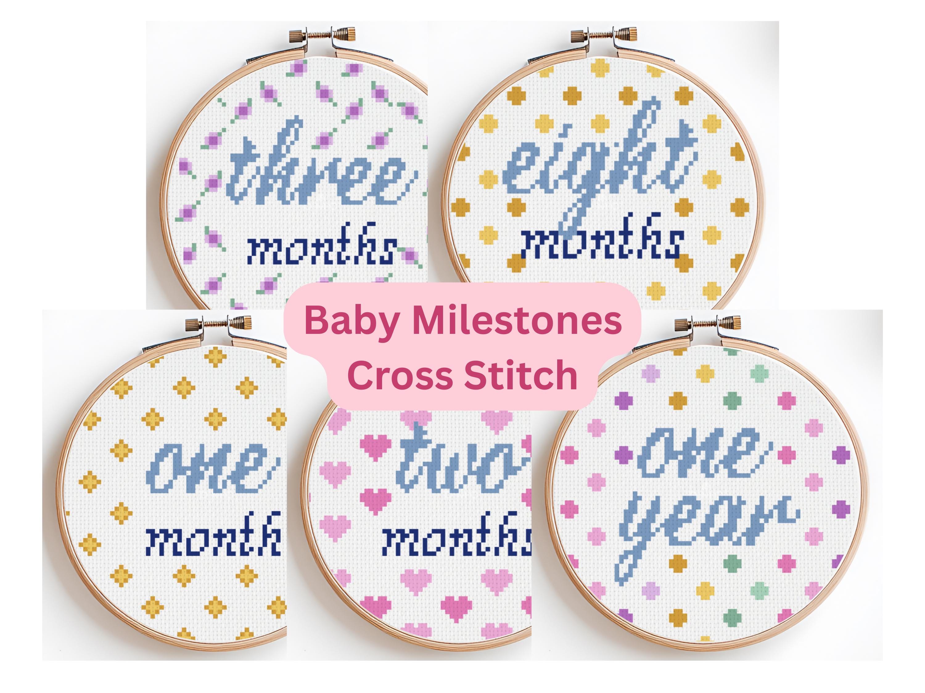 Baby Monthly Milestone Cross Stitch Pattern Set – 12 Patterns for Each ...