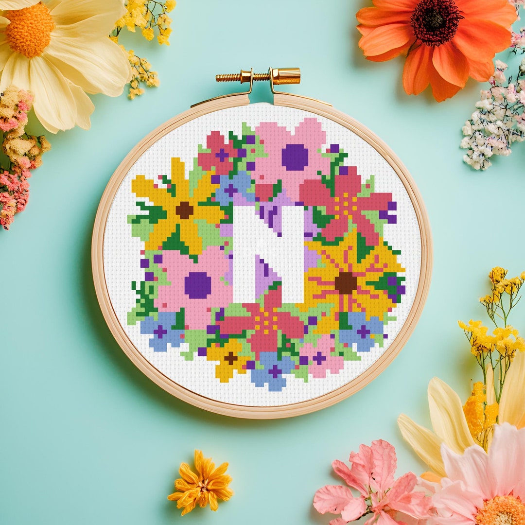 Letter N Cross Stitch Pattern - Floral, Alphabet, Initial, Name - Etsy