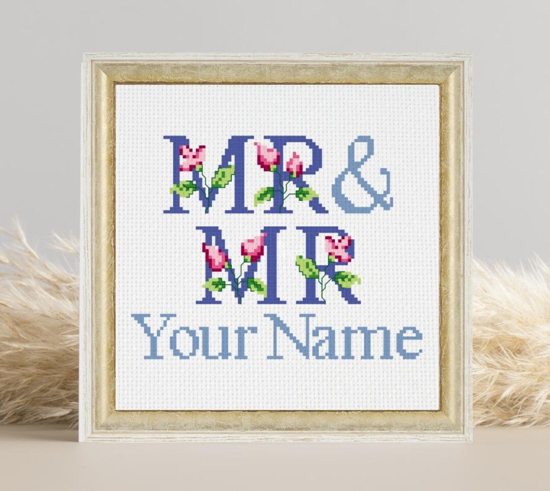 Mr & Mr Cross Stitch Pattern – Customisable Wedding Floral Design ...
