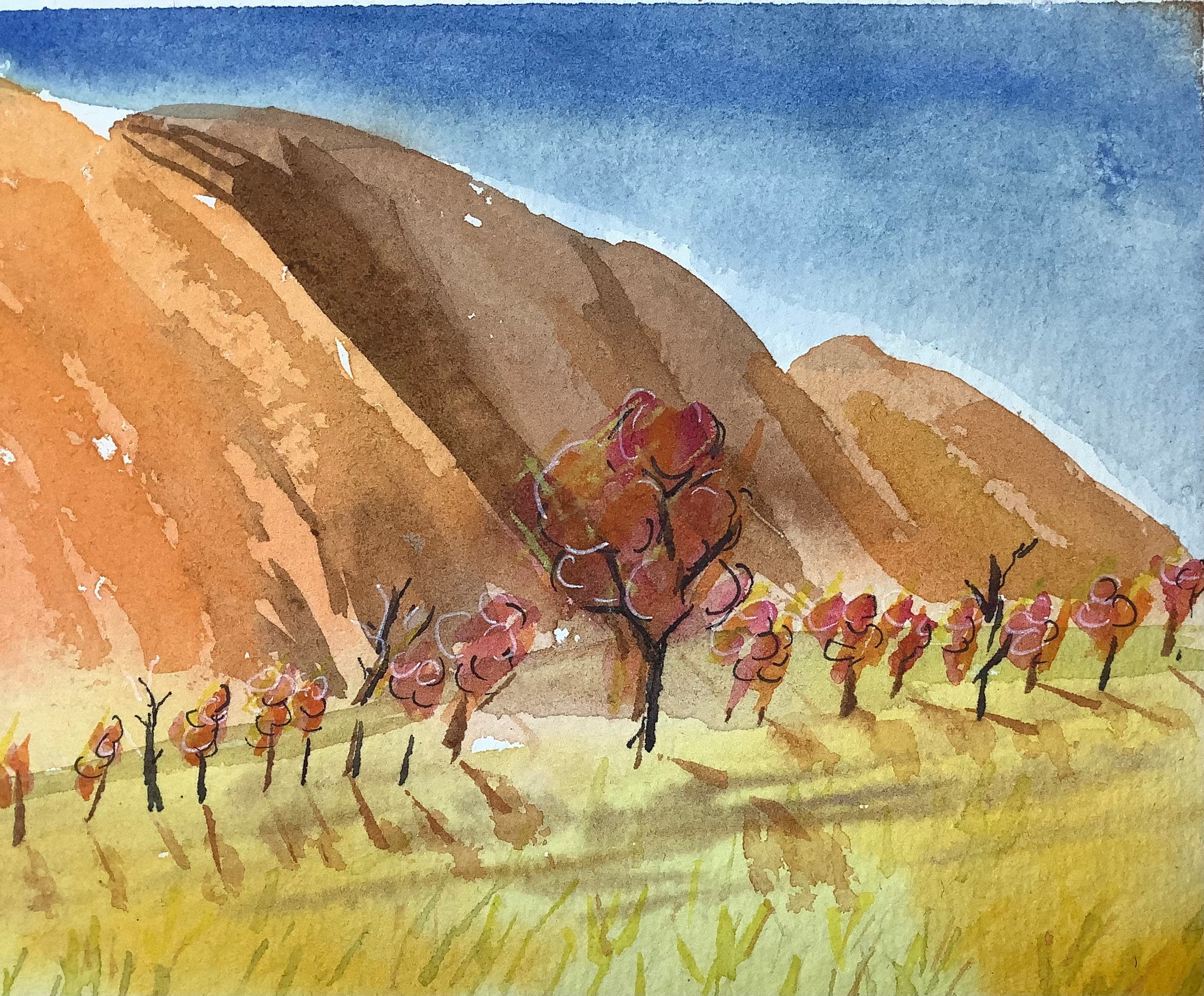 Uluru Australian Outback A6 Mini Watercolour Painting Pop - Etsy