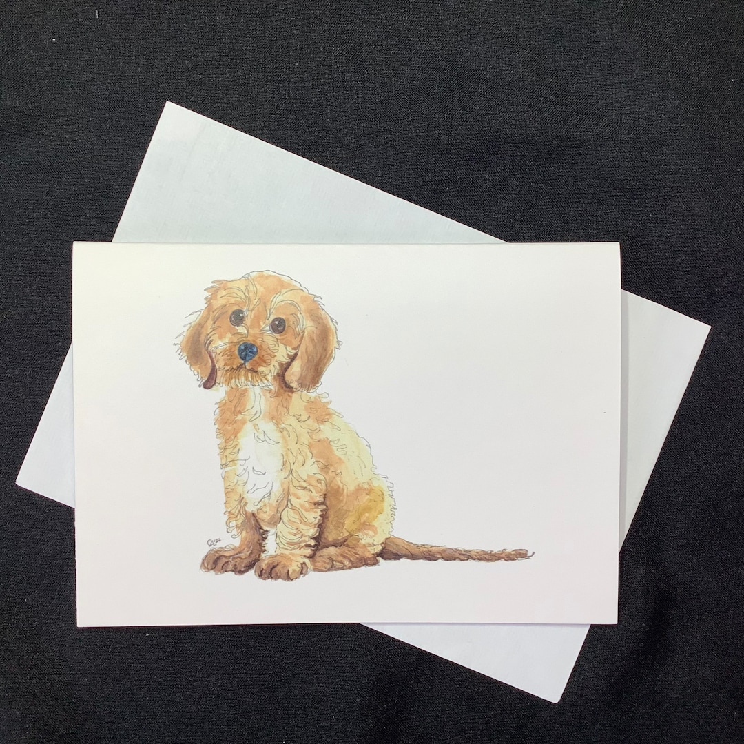Cockerpoo Cards, Original Art Card, Cockapoo Greetings, Quick Note ...