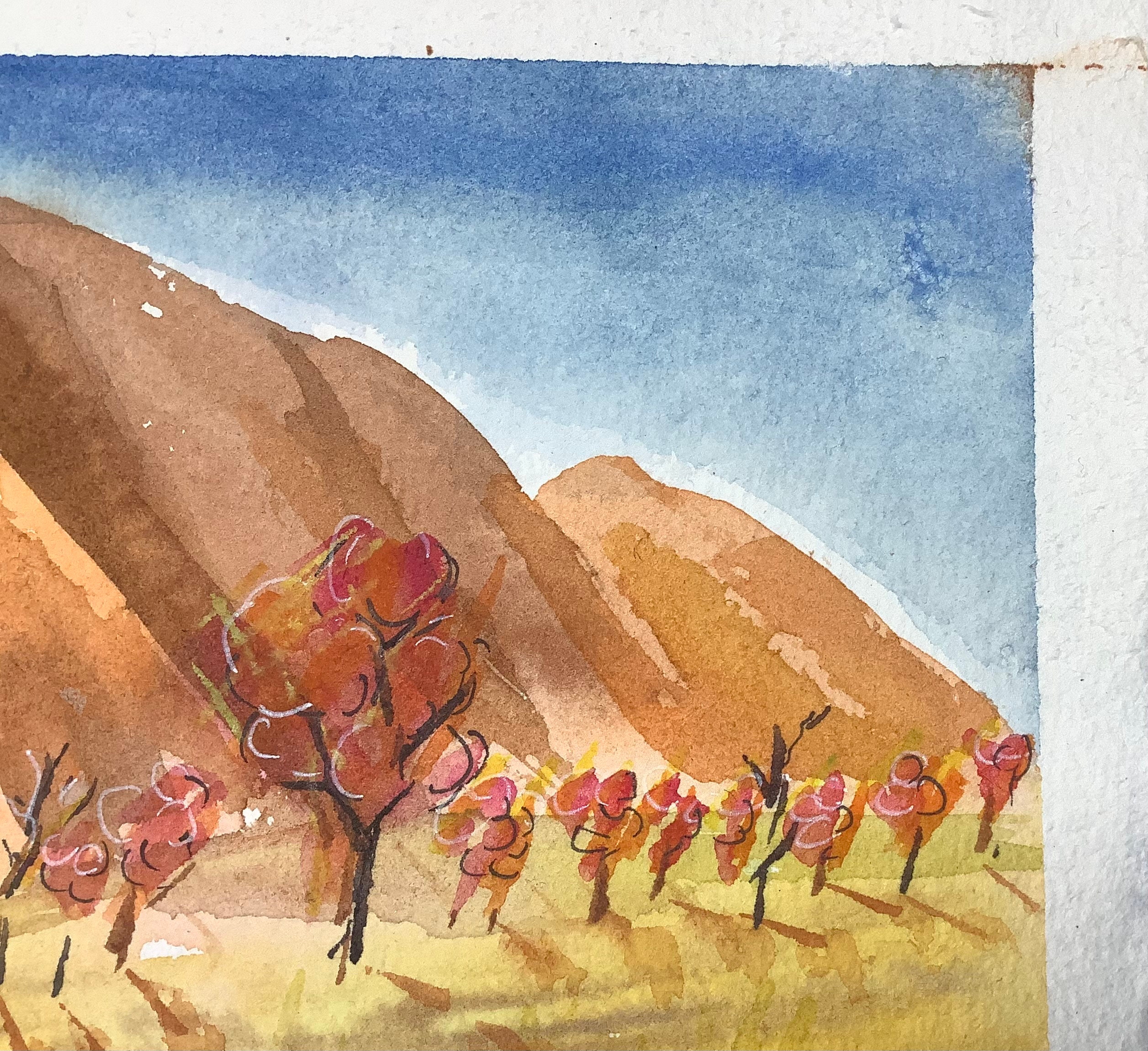 Uluru Australian Outback A6 Mini Watercolour Painting Pop - Etsy