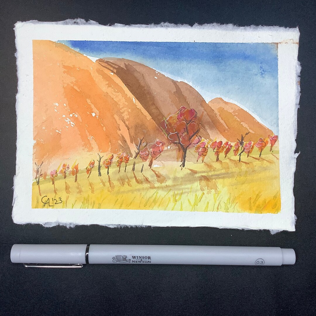 Uluru Australian Outback A6 Mini Watercolour Painting Pop - Etsy