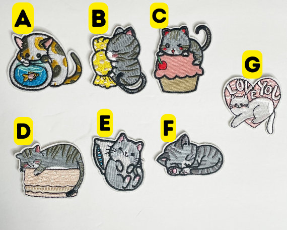 Iron on Cat Patches, Cat Patches, Cat Embroidery Patch, Sew on Patch ...