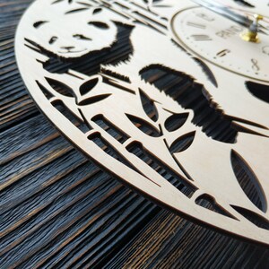 Large Cute Panda Wall Clock Nursery Kitchen Office Wood Decor ...