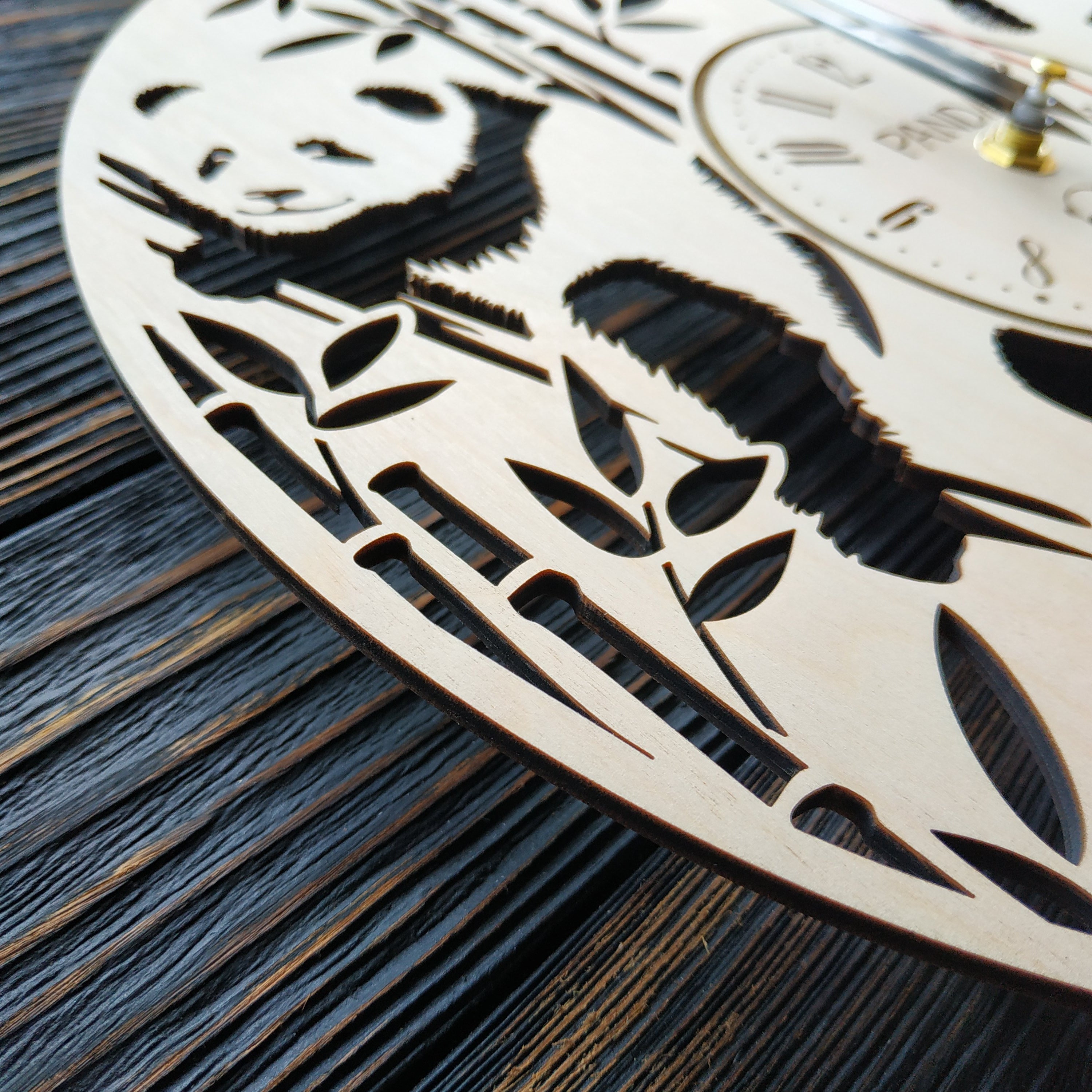 Large Cute Panda Wall Clock Nursery Kitchen Office Wood Decor - Etsy