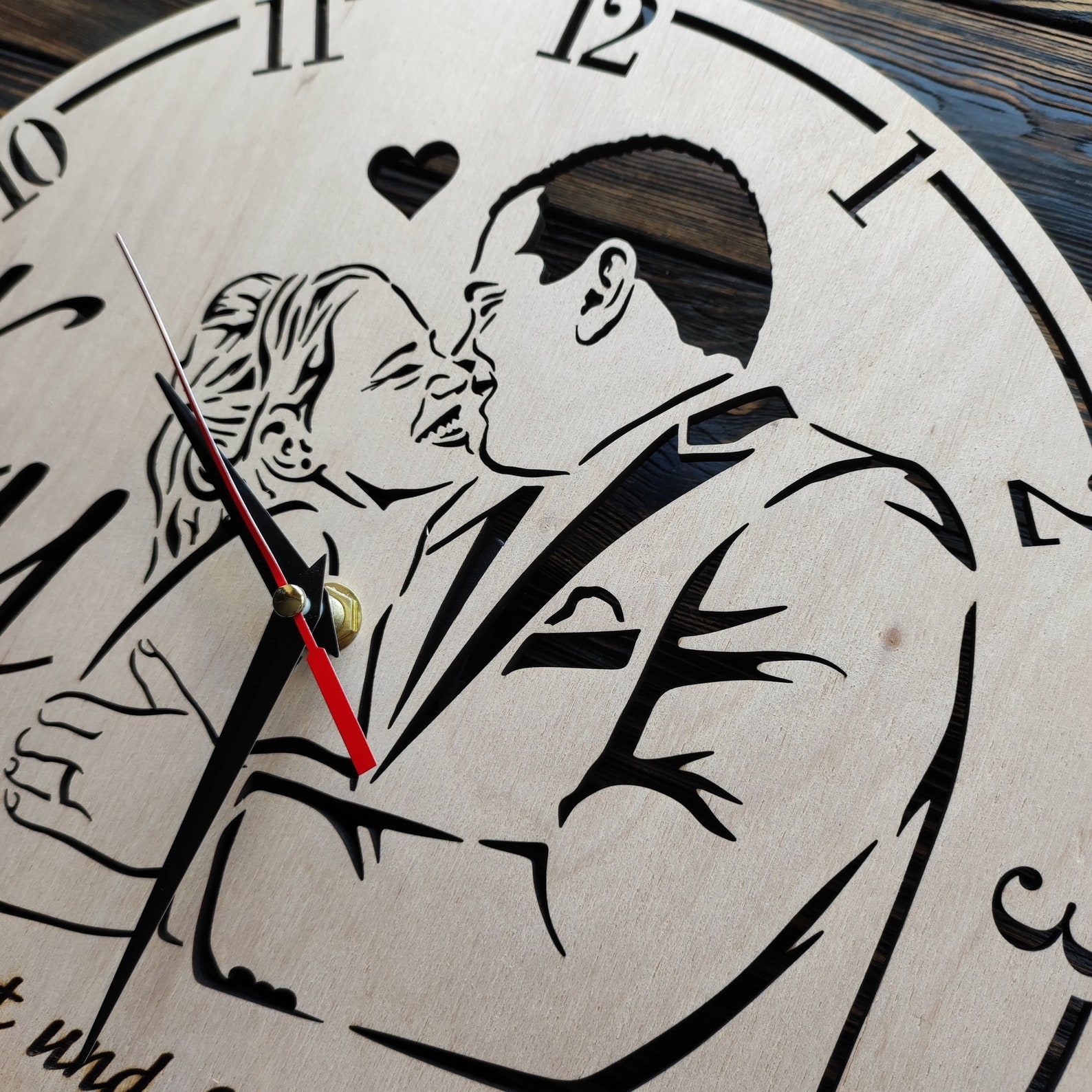 Large Custom Wall Clock With Portrait Personalized Family - Etsy
