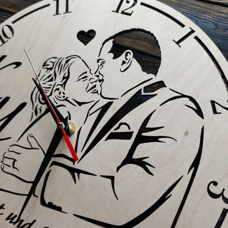 Large Custom Wall Clock With Portrait Personalized Family - Etsy
