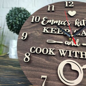 Unique Kitchen Wall Clock Wooden Home Decor Personalized Gift Mom Wife ...