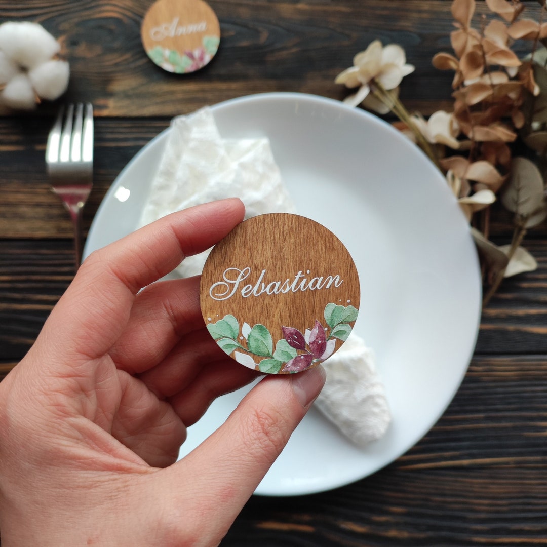Elegant Wood Wedding Place Card Personalized Guest Table Tag Custom ...