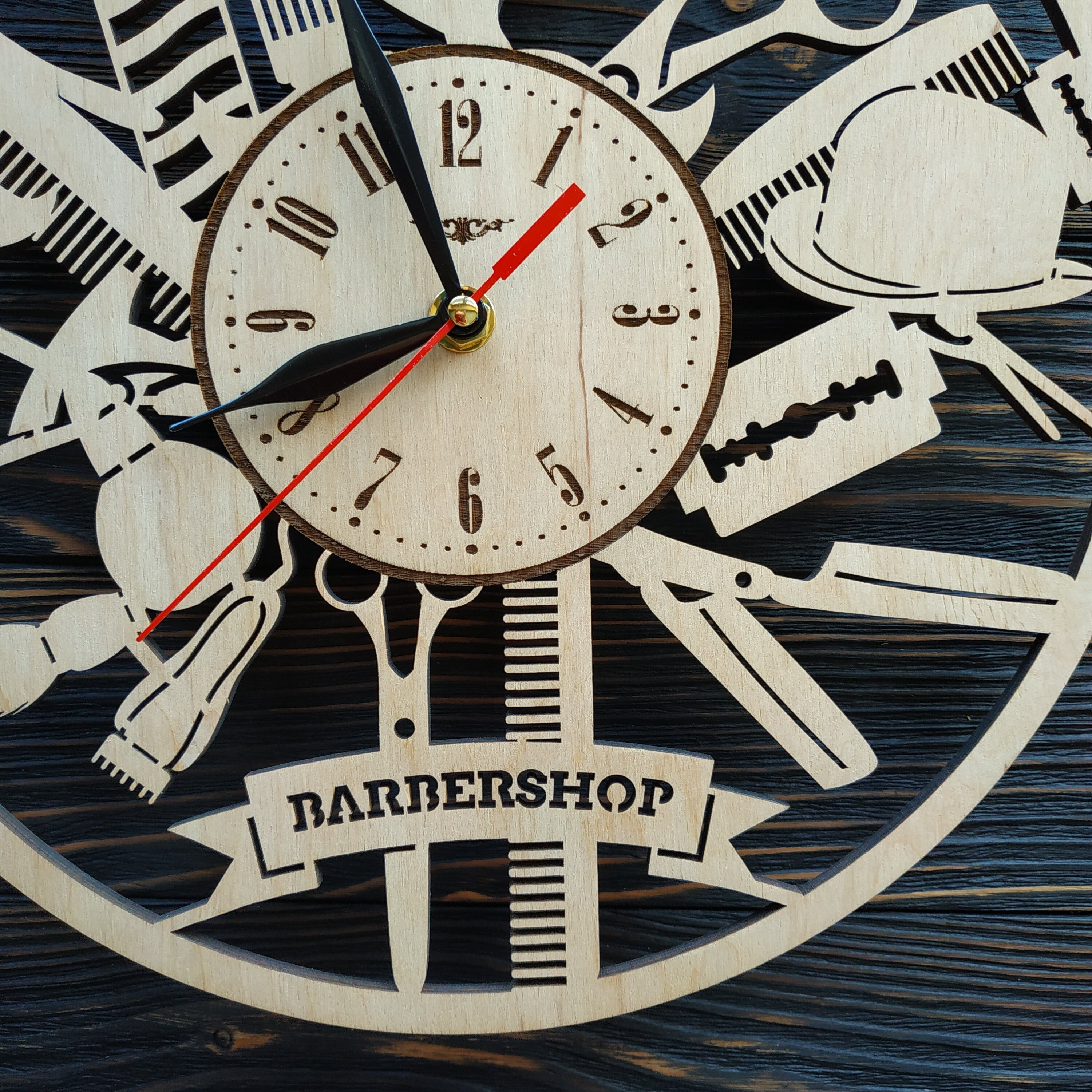 Custom Barbershop Wall Clock Gantelman Club Wood Decor - Etsy