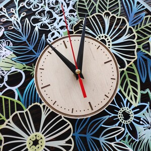 Green Flowers Wall Clock Boho Home Decor Unique Floral Art Best ...