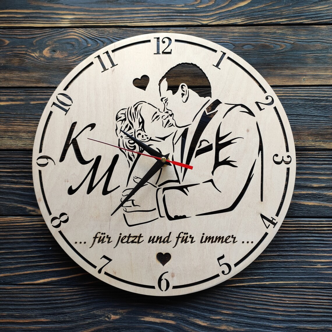 Large Custom Wall Clock With Portrait Personalized Family - Etsy
