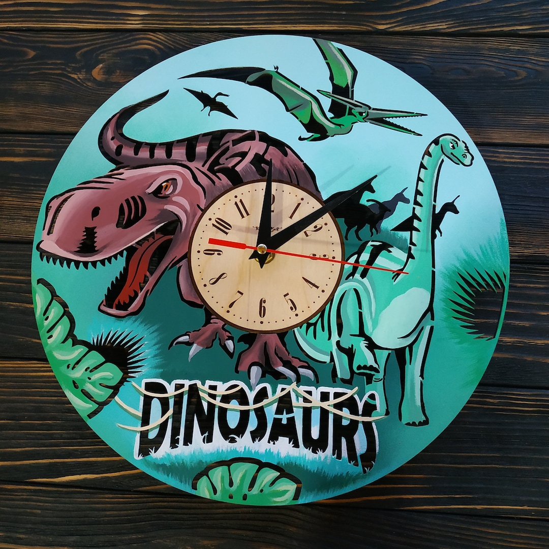 Nursery Wall Dino Clock Hand Painted Dinosaurs Kids Room Decor - Etsy