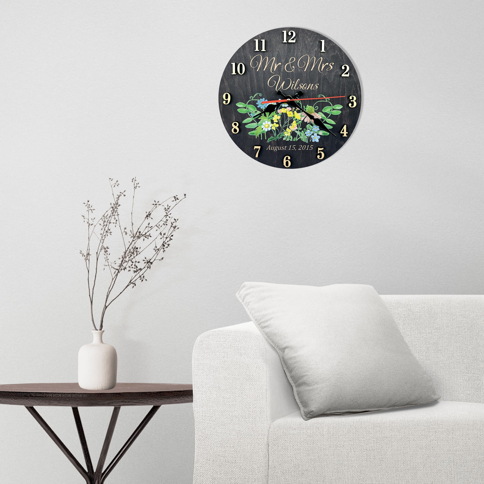 Large Personalized Wall Clock Family Name Wood Decor Unique - Etsy