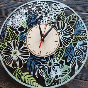 Green Flowers Wall Clock Boho Home Decor Unique Floral Art Best ...