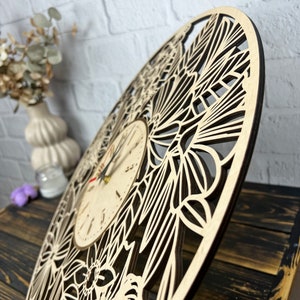 Extra Large Flowers Wall Clock Farmhouse Wood Decor Unique Gift Her ...