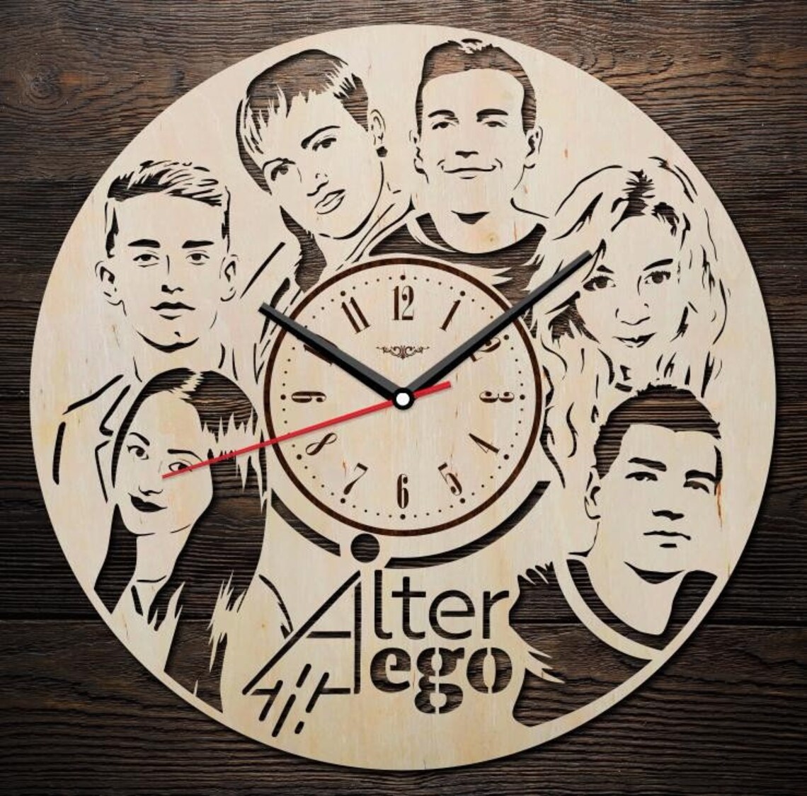Large Custom Wall Clock With Portrait Personalized Family - Etsy
