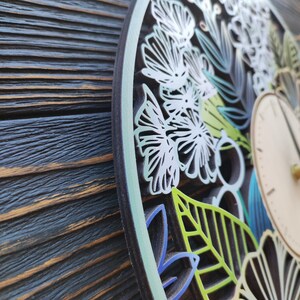 Green Flowers Wall Clock Boho Home Decor Unique Floral Art Best ...