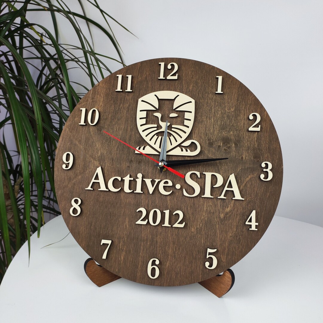 Large Wall Clock With Logo Personalized Wood Clock Custom Office Work ...