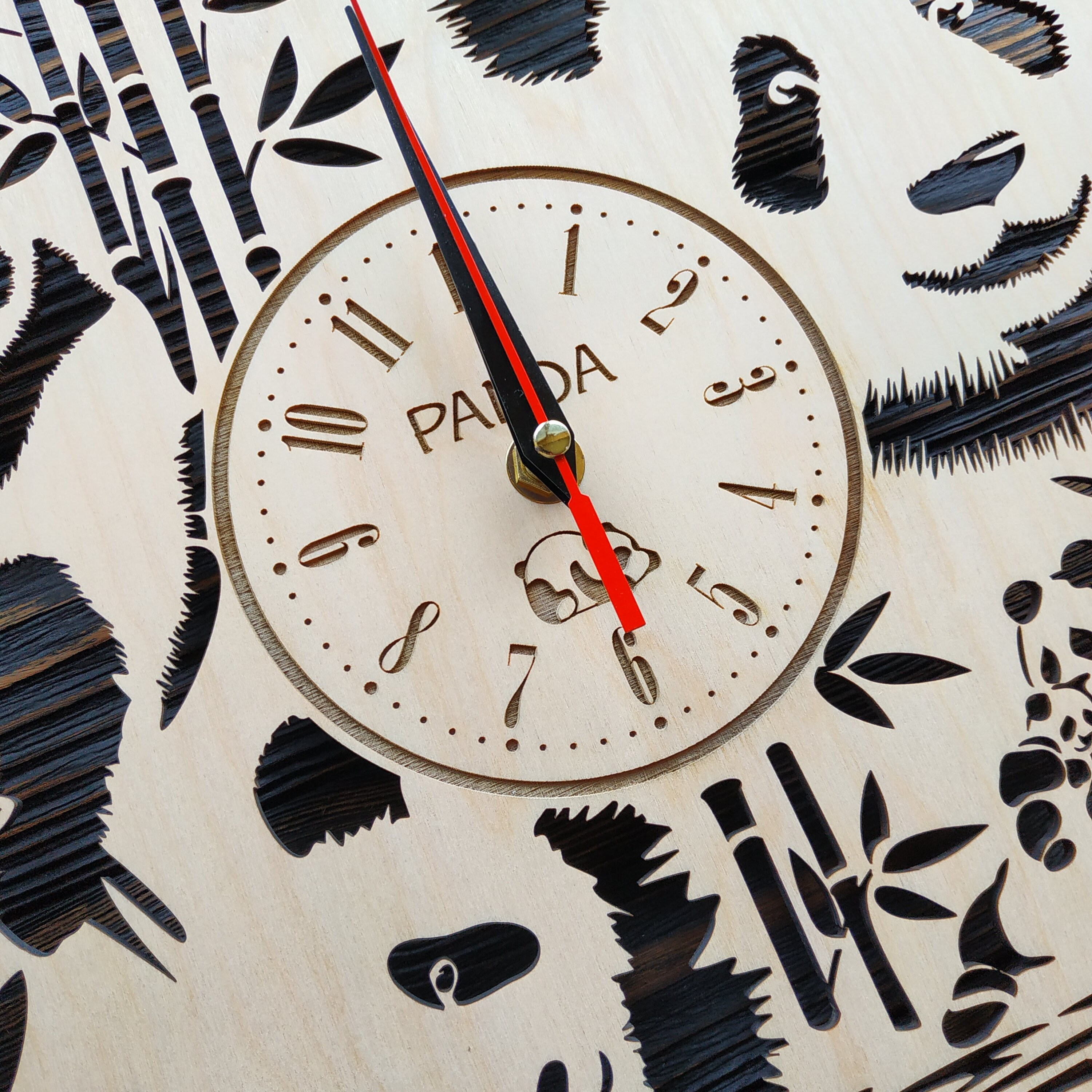 Large Cute Panda Wall Clock Nursery Kitchen Office Wood Decor - Etsy