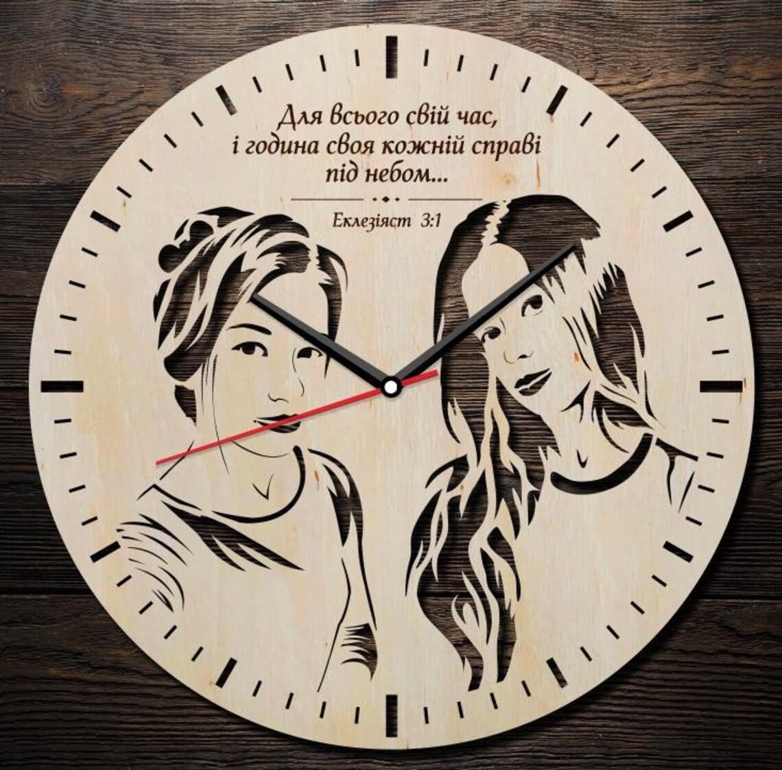 Large Custom Wall Clock With Portrait Personalized Family - Etsy