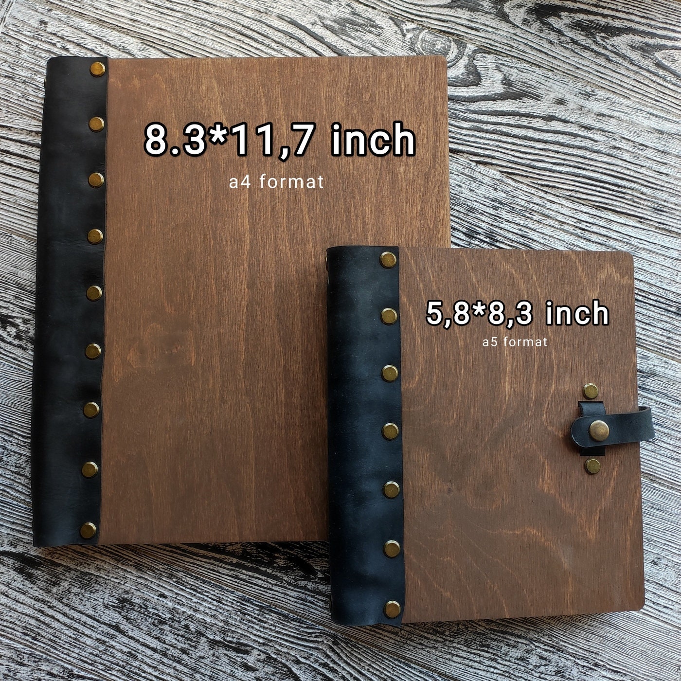 Large Wood Notebook With Leather sketchbook Journal A4 and - Etsy