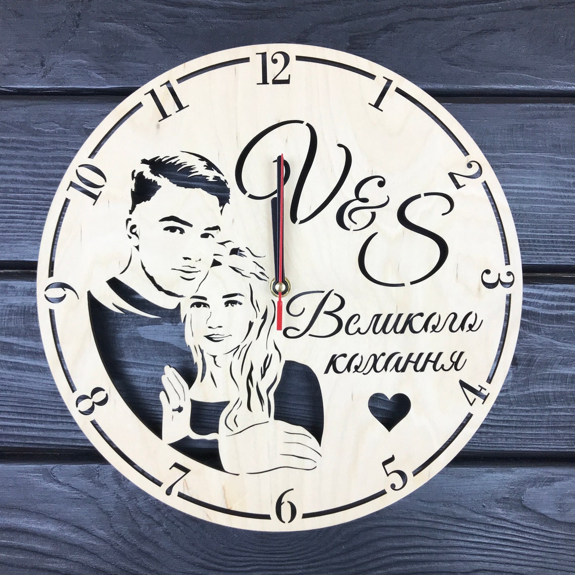 Large Custom Wall Clock With Portrait Personalized Family - Etsy