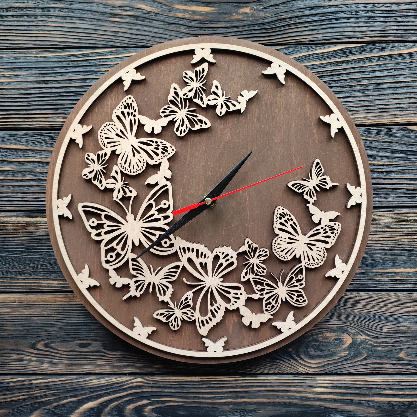 Large Butterfly Wall Clock 12 16 18 Battery Operated Butterflies Gift ...