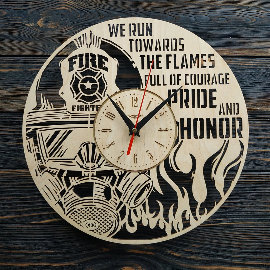 Large Firefighter Wall Clock 12 16 18 Inch Battery Operated Fireman ...