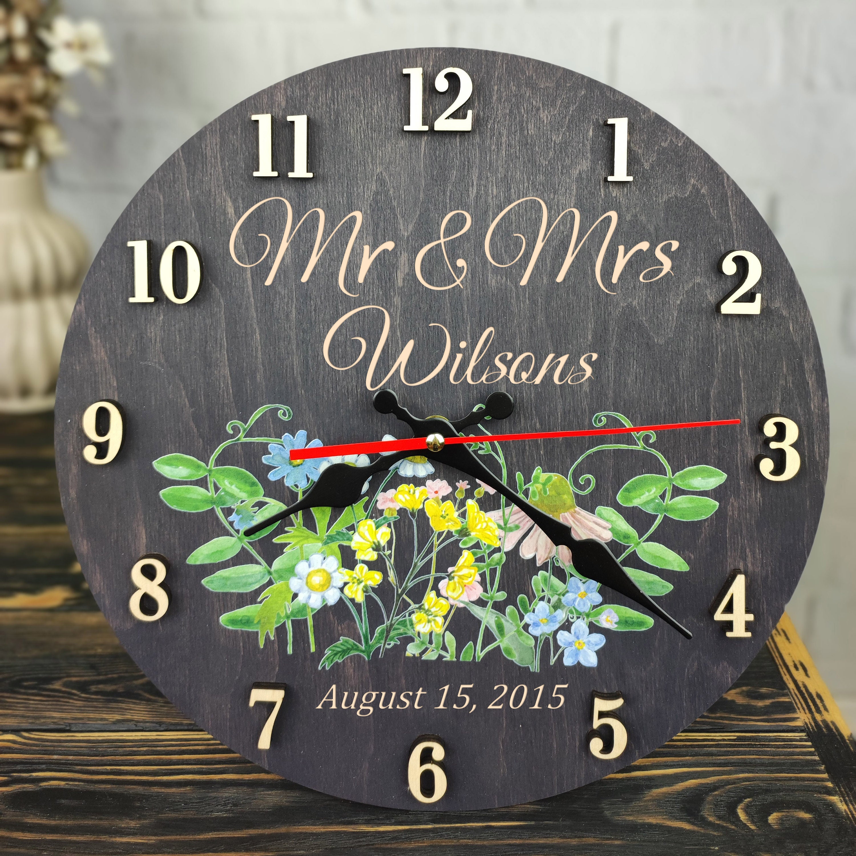 Large Personalized Wall Clock Family Name Wood Decor Unique - Etsy