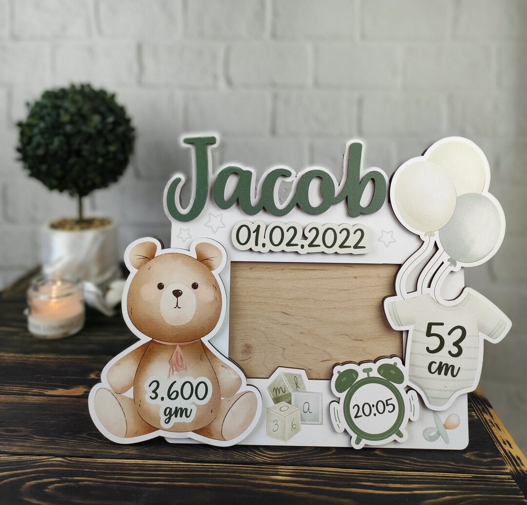 Personalized Baby Picture Frame Large Newborn Baby Wood Sign - Etsy