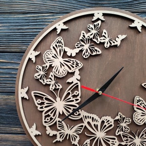 Large Butterfly Wall Clock 12" 16" 18" Battery Operated Butterflies ...