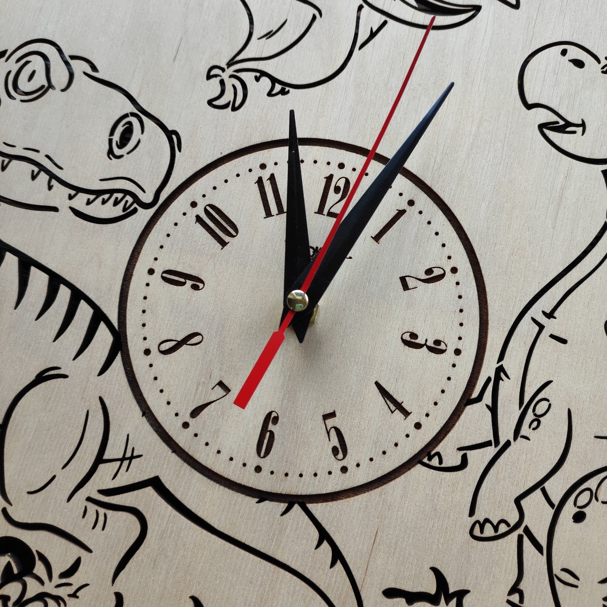 Large Nursery Wall Dino Clock Kids Room Decor Boy Girl Baby Name Sign ...