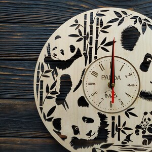 Large Cute Panda Wall Clock Nursery Kitchen Office Wood Decor - Etsy