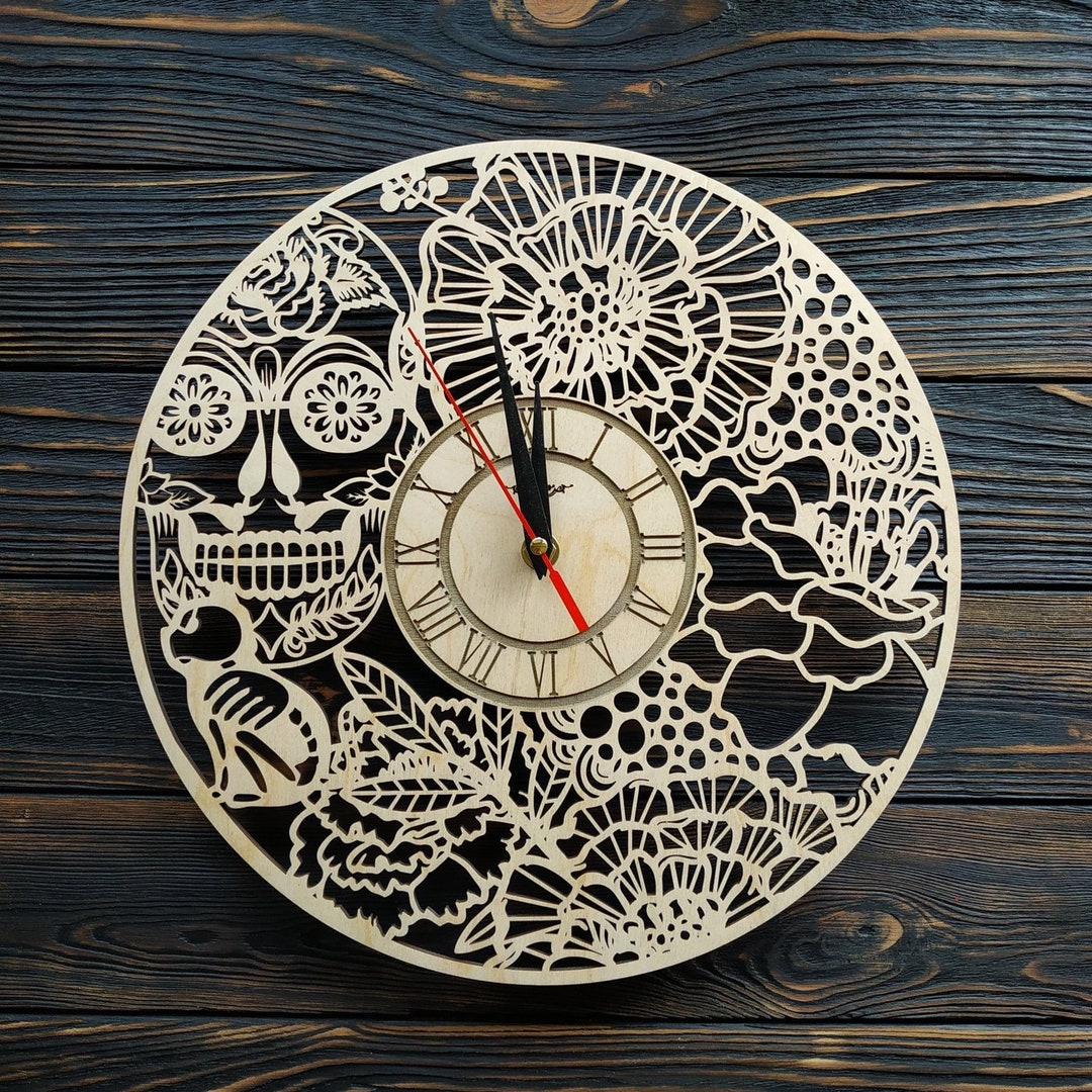 Large Day of the Dead Wall Clock 12 16 18 Inch Battery Operated Day of ...